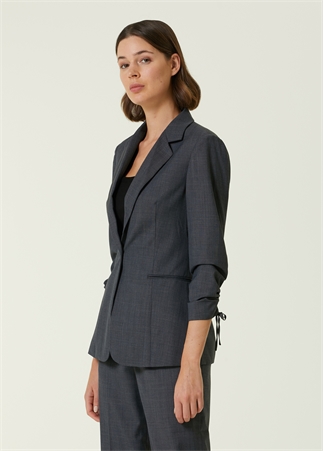 Aya Muse Kadın Gri Kelebek Yaka Blazer XS EU